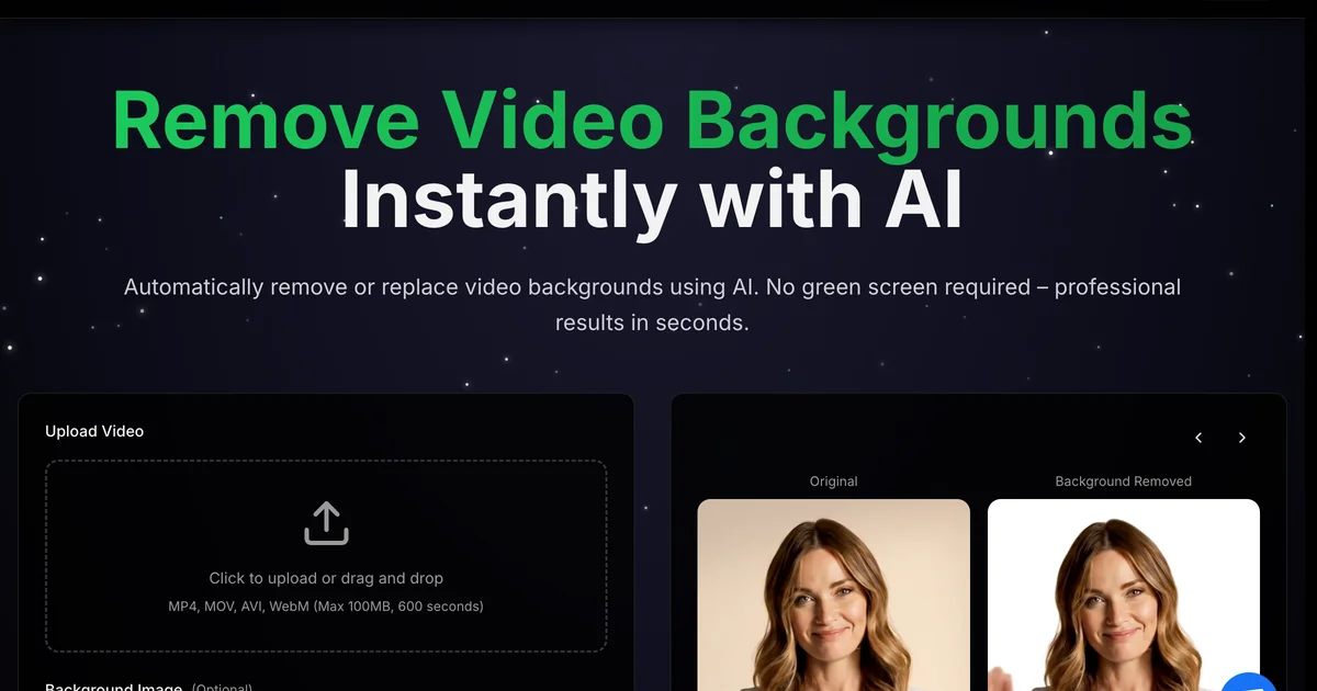 AI Video Background Remover | Remove or Replace Backgrounds Instantly